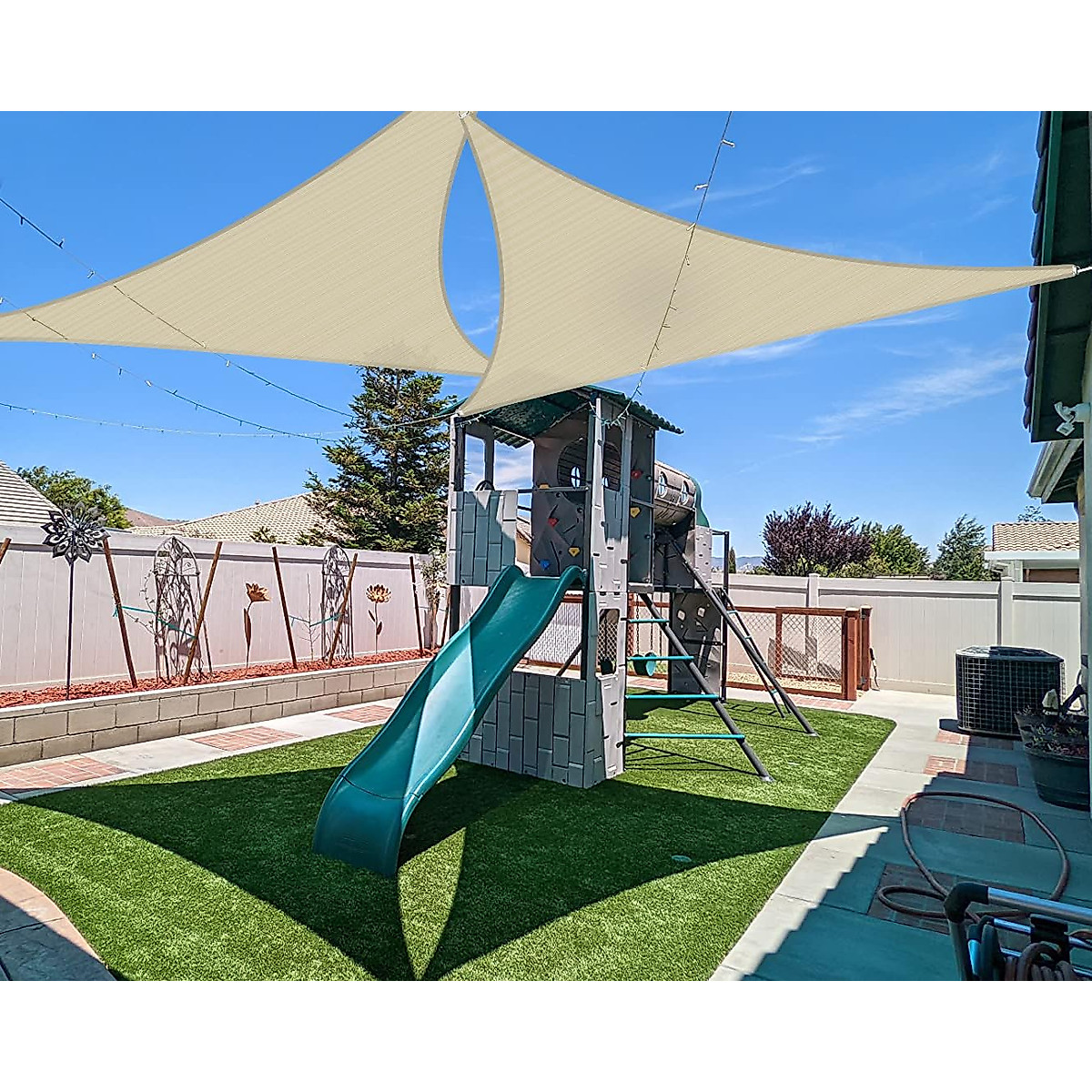 COARBOR 12'x12'x17' Sun Shade Sail Right Triangle Canopy Sunshine Block Heavy Duty Shade Fabric Cover for Outdoor Pergola Yard Patio Deck Carport Garden (Beige)