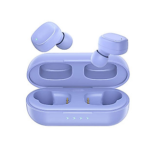 KENKUO Wireless Earbuds for Small Ear Canals, only 3g Light Weight, IPX6 Waterproof Bluetooth Ear Buds, Fast Charging Case, Wireless Earphones Compatible with Apple & Android, Purple