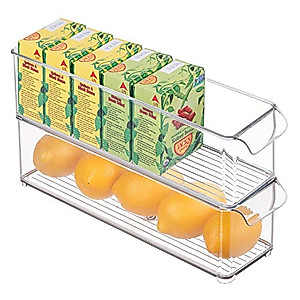 iDesign BPA-Free Plastic Pantry and Kitchen Storage, Freezer and Fridge Organizer Bin with Easy Grip Handles – 14.5" x 4" x 4”, Clear