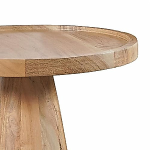 Jofran Knox Mid-Century Modern Solid Hardwood Pedestal Round Accent End Nesting Tables - Set of 3, Natural