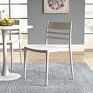 Amazon Basics White, Armless Slot-Back Dining Chair-Set of 2, Premium Plastic