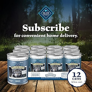 Blue Buffalo Wilderness Natural High Protein Wet Food for Adult Dogs, Turkey & Chicken Grill with Wholesome Grains, 12.5-oz Cans, 12 Count