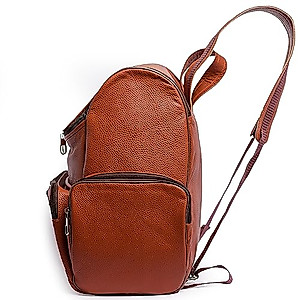 Hammi Leather Backpack - Genuine Milt Leather Backpack for Women & Men - Leather Backpack for School - Travel Bag - Laptop Bag (Tan)