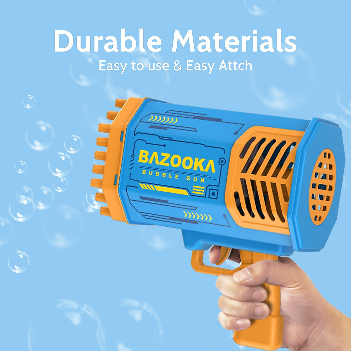 Bubble Gun, Bazooka Bubble Machine Gun, Bubble Blaster Gun with Bubble Solution, 69 Holes Bubble Bazooka Gun Outdoor Summer Toy Gifts Party Favors for Kids Blue Bubble Maker Blowers
