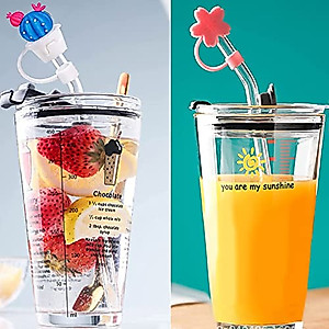 SOLUSTRE 10Pcs Silicone Straw Covers Cap Reusable Straw Tips Lids Cute Straw Caps Straw Topper Straw Tip Covers Protectors for Accessories, Random Style