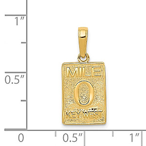 BillyTheTree Jewelry 14K Yellow Gold Mile 0 Key West Mile Marker Pendant