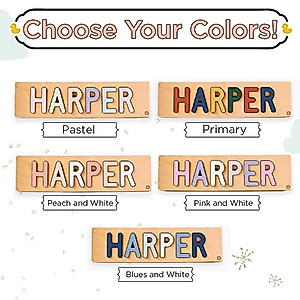 South Bend Woodworks Whimsical Character or Sports Icon Personalized Wooden Name Peg Puzzle