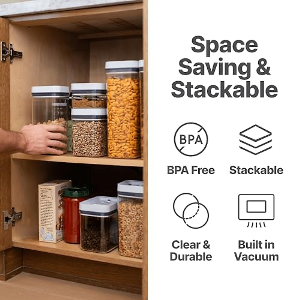 Fontaines 2-Pack Pump-Lock 3.7L Food Storage Containers - Pump to Vacuum Out Air with Locking Lid for Airtight, Leakproof Seal to Keep Food Fresh - BPA-Free, Pantry, Dishwasher, Fridge & Freezer-Safe