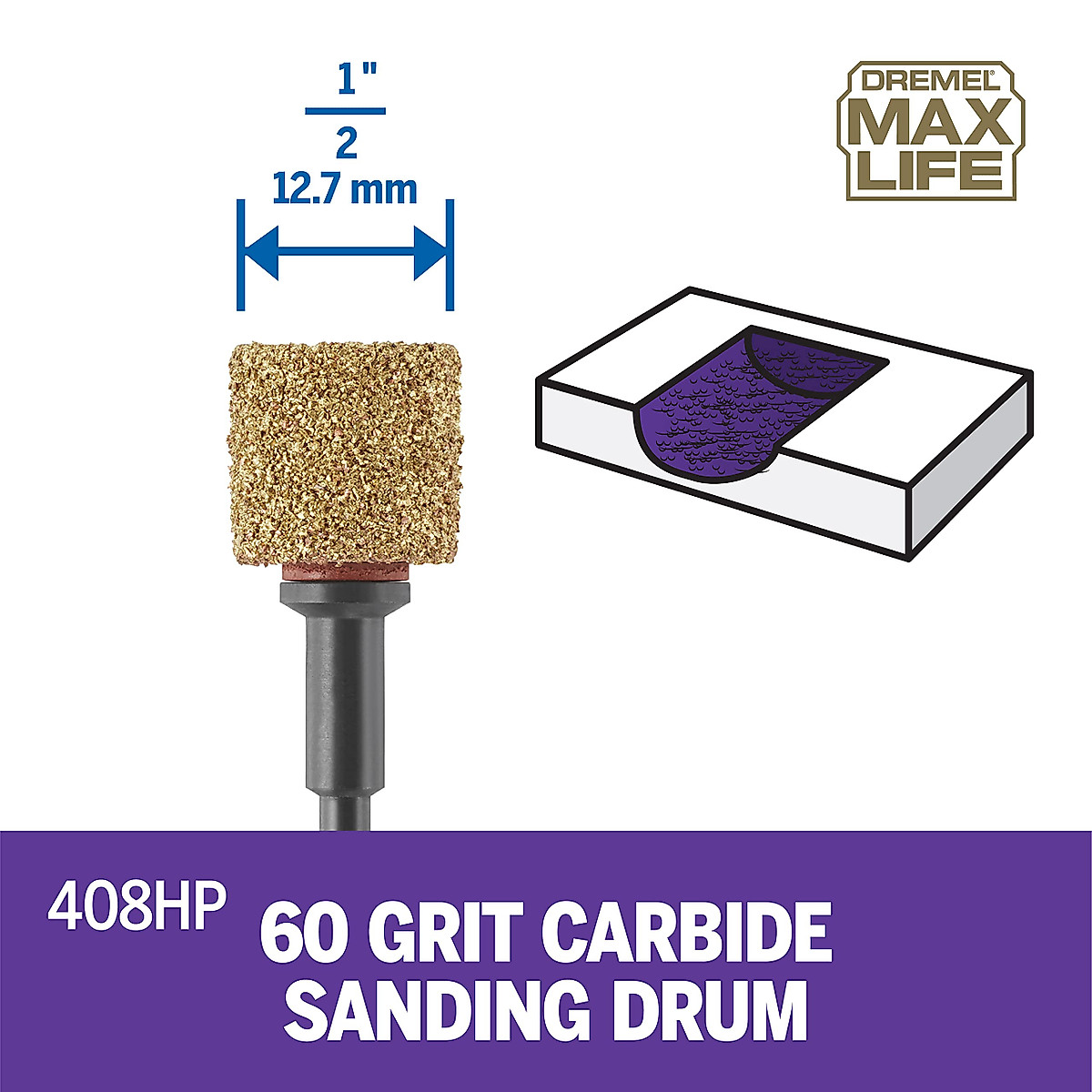 Dremel Max Life 60 Git Carbide Sanding Drum, Rotary Tool Accessory - 408HP