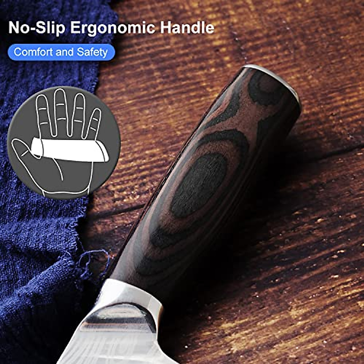 Theexecva Meat Cleaver, 7" Chinese Chef’s Knife Vegetable Cleaver German High Carbon Stainless Steel Kitchen Knife With Ergonomic Handle for Cooking (Meat knife)