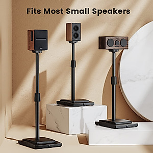 Perlegear Speaker Stands - Hight Adjustable Extend 22'' to 39'' for Satellite Speakers, Small Bookshelf Speaker Stands Holds 9 lbs, Stable with Weighted Base for Bose JBL Sony Vizio Yamaha