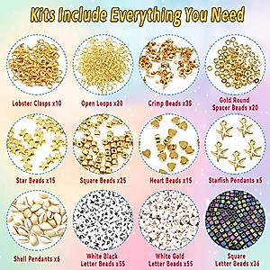 Flat Clay Beads for Jewelry Bracelet Making Kit,6mm Flat Polymer Heishi Beads DIY Arts and Crafts Kit with Smiley Face Letter Bead,Gifts Toys for Girls Age 6-12