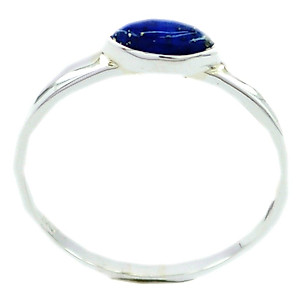 55Carat Genuine Lapis Lazuli Sterling Silver Ring for Women Bezel Setting Oval Shape Size 5,6,7,8,9,10,11,12