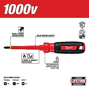 Milwaukee 48-22-2202 3-Piece 1000V Insulated Screwdriver Set