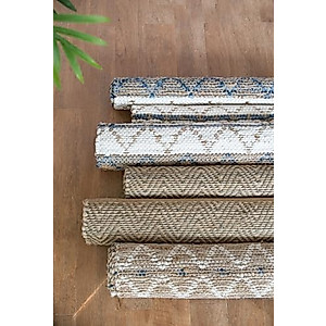 CC Home Furnishings Diamond Shuttle Weave Durrie Denim Area Throw Rug - 2.5' x 4' - Blue and White