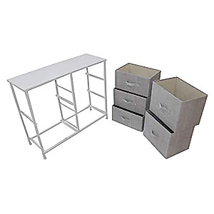 Sorbus Dresser with 5 Drawers - Furniture Storage Tower Unit for Bedroom, Hallway, Closet, Office Organization - Steel Frame, Wood Top, Easy Pull Fabric Bins (White/Gray)