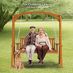 VINGLI Heavy Duty 880 LBS 5 FT Wooden Porch Swing Outdoor, Outdoor Hanging Swing Bench (5 FT, Brown)