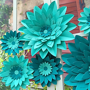 Mybbshower Teal Turquoise Aqua Paper Flower for Floral Wedding Centerpiece Backdrop Hanging Decor Birthday Centerpieces Baby Bridal Shower Pack of 6