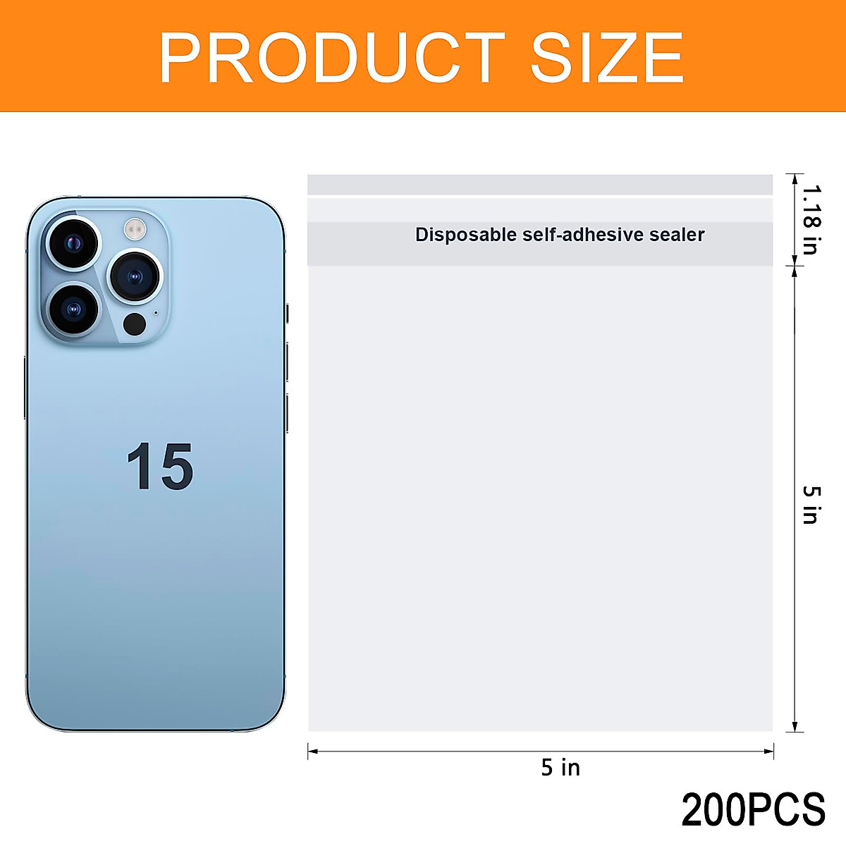 Djpoaug 200 Pcs Clear Cellophane Bags Transparent Plastic Bags Self Sealing Self Adhesive Cookie Bags for Small Candy Treats Packaging Poly Bags - 5x5 Inch