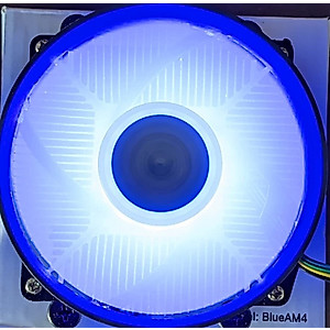 HIGH POWER BlueAM4 Blue LED Light CPU Air Cooler with Aluminum Heatsink & 95mm PWM Cooling Fan for AMD Ryzen 5,7,9 Processor/Socket AM4 / AM5 PC Motherboard