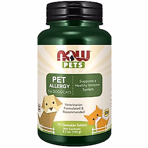 NOW Pet Health, Pet Allergy Supplement, Formulated for Cats & Dogs, NASC Certified, 75 Chewable Tablets