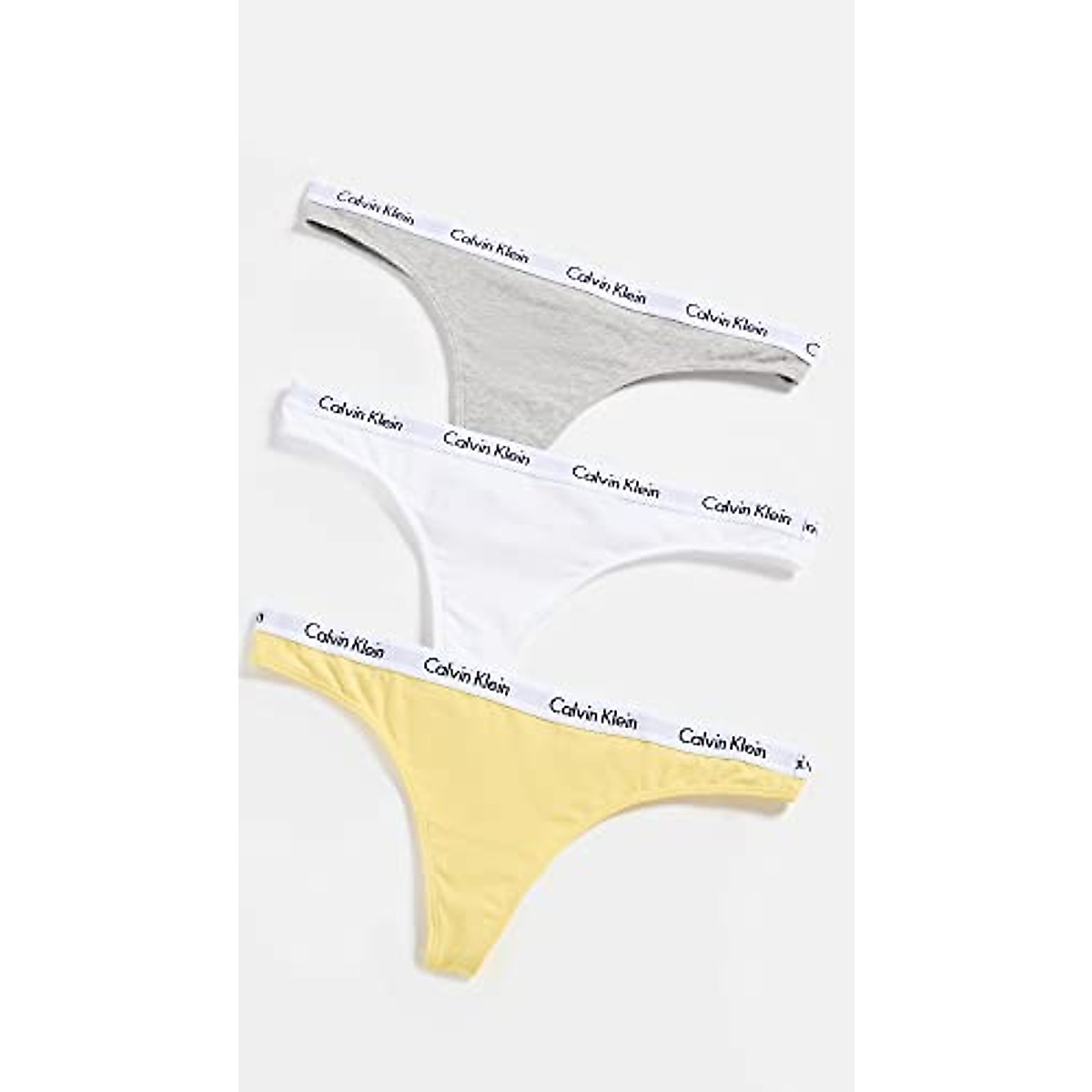 Calvin Klein Underwear Women's Carousel Thong Pack, Lime/White/Grey Heather-925, XS