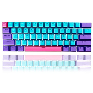 GTSP 61 Keycaps 60 Percent, Ducky One 2 Mini Keycaps for Mechanical Keyboard OEM Profile RGB PBT Keycap Set with Key Puller for Cherry MX Switches GK61/SK 61/Joker (Only keycaps) Blue