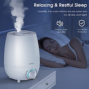 Mikikin Cool Mist Humidifiers, Ultrasonic Air Humidifier for Bedroom, Baby, Nursery, Home, Quiet, 3L Top Fill Humidifier with 360° Rotatable Nozzle, Essential Oils Tray, Auto Shut-Off, Easy to Clean
