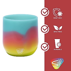 Silipint: Silicone 12oz Stemless Wine Glasses: 2 Pack Aurora - Reusable Flexible & Unbreakable Cups, Sustainable, Hot/Cold Drinks