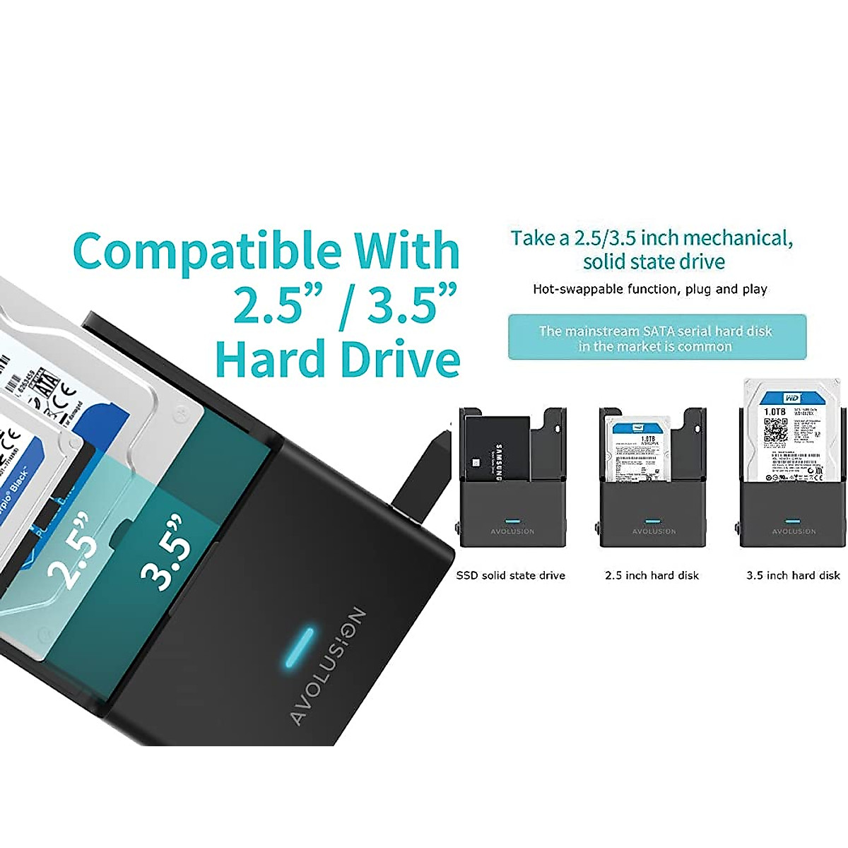 Avolusion HDDGear (HDDGU3-DS) USB 3.0 External Hard Drive Enclosure / HDD Docking Station for 2.5" SSD/HDD & 3.5" HDD - 2 Year Warranty