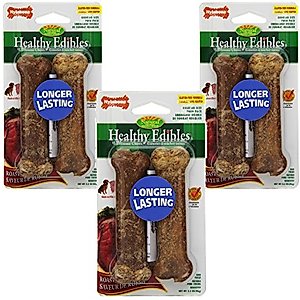 Nylabone Healthy Edibles Roast Beef Flavored Treat Bones, Size Regular - 6 Bone Total (3 Packages with 2 Bones each)