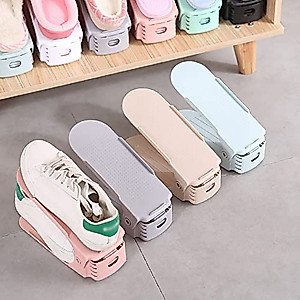 ZANBANG Shoe Slots Organizer,12Pcs Adjustable Shoe Stacker Storage Holder,Double Layer Stack Shoe Rack ZML-279 (Green)