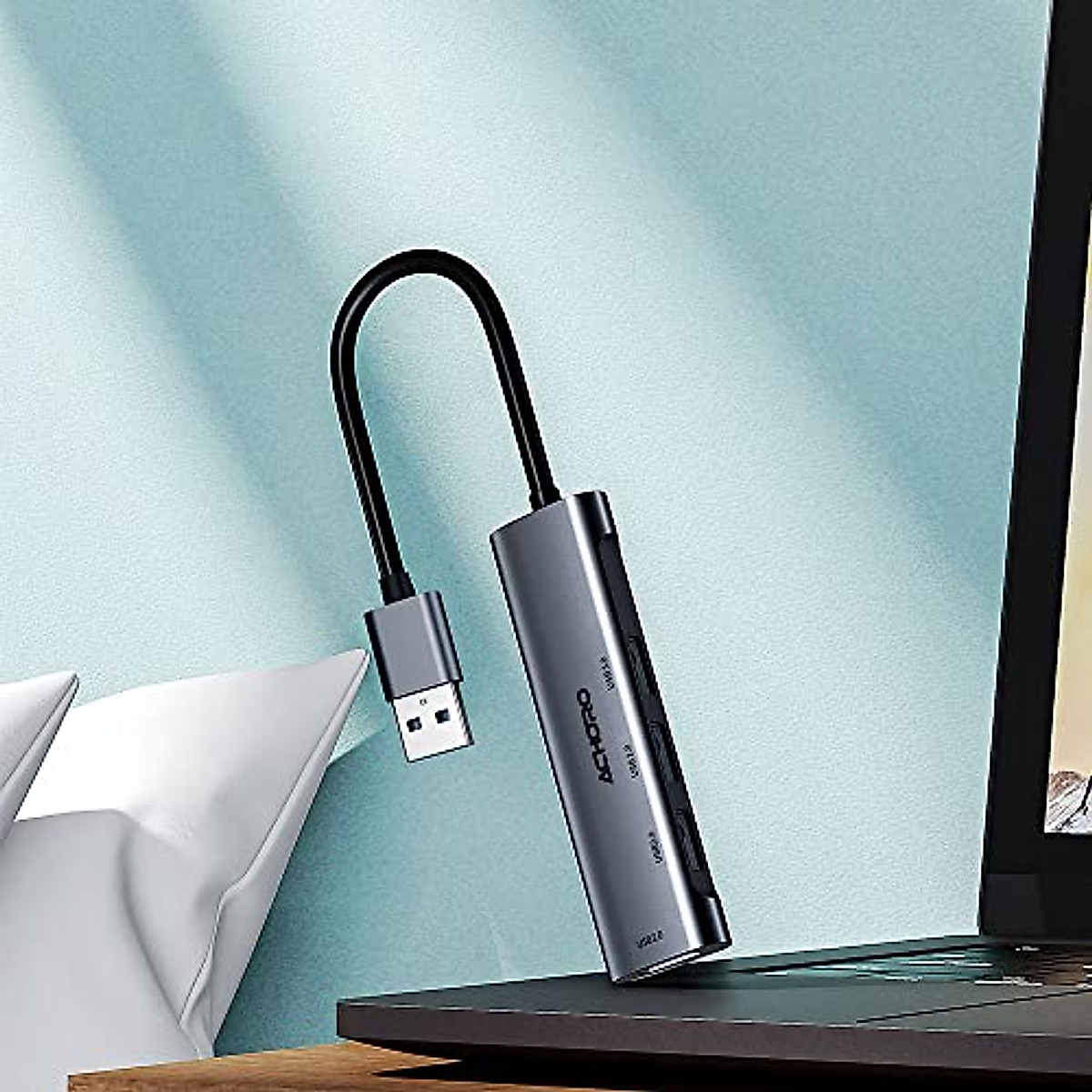 ACHORO 4 Ports Mini USB Hub – High Speed USB 3.0 Multiple USB Port Expender - Aluminium Alloy External USB Port for Laptop, Mac, PCs, – Portable Multi USB Port & Computer USB Hub (USB A 3.0 & 2.0)