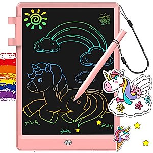 FLUESTON Toys for Girls Boys LCD Kids Writing Tablet 10 Inch Drawing Pad, Colorful Screen Doodle Learning Board for Preschool Kids, Travel Gifts Girl Boy Toys for Age 3 4 5 5+ 6-8 8-10 Toddler