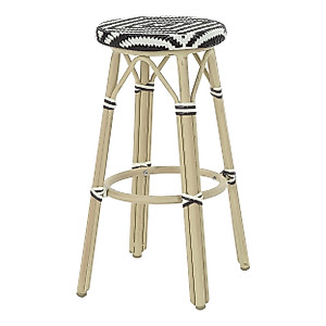 Greemotion Binde Boho 30-inch Aluminum and All-Weather Wicker Barstools with Footrest, Patio Stools & Bar Chairs for Outdoor, Kitchen Counter, Poolside, Yard, Set of 2, Brown
