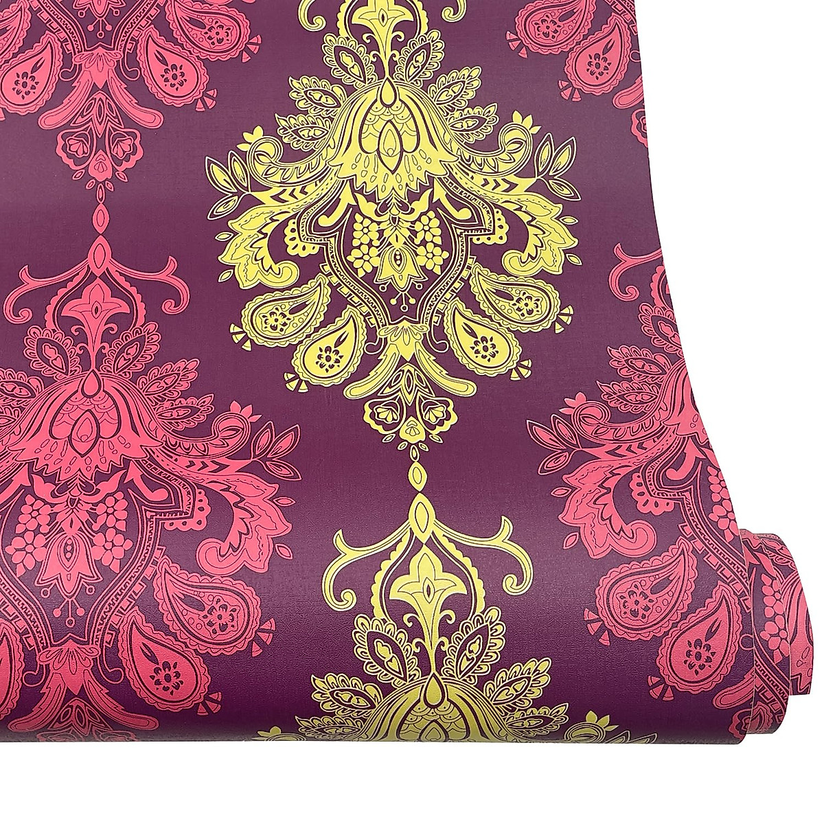 SimpleLife4U Luxury Purple Damask Removable PVC Shelf Drawer Liner Home Decor 17x118 Inch