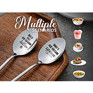 Dads Ice Cream Spoon, 2 Pcs Stainless Steel Coffee Spoons Set, Gifts for Dad on Birthday/Christmas/Thanksgiving, Gift Ready Package, DAD THE ICE CREAM KILLER