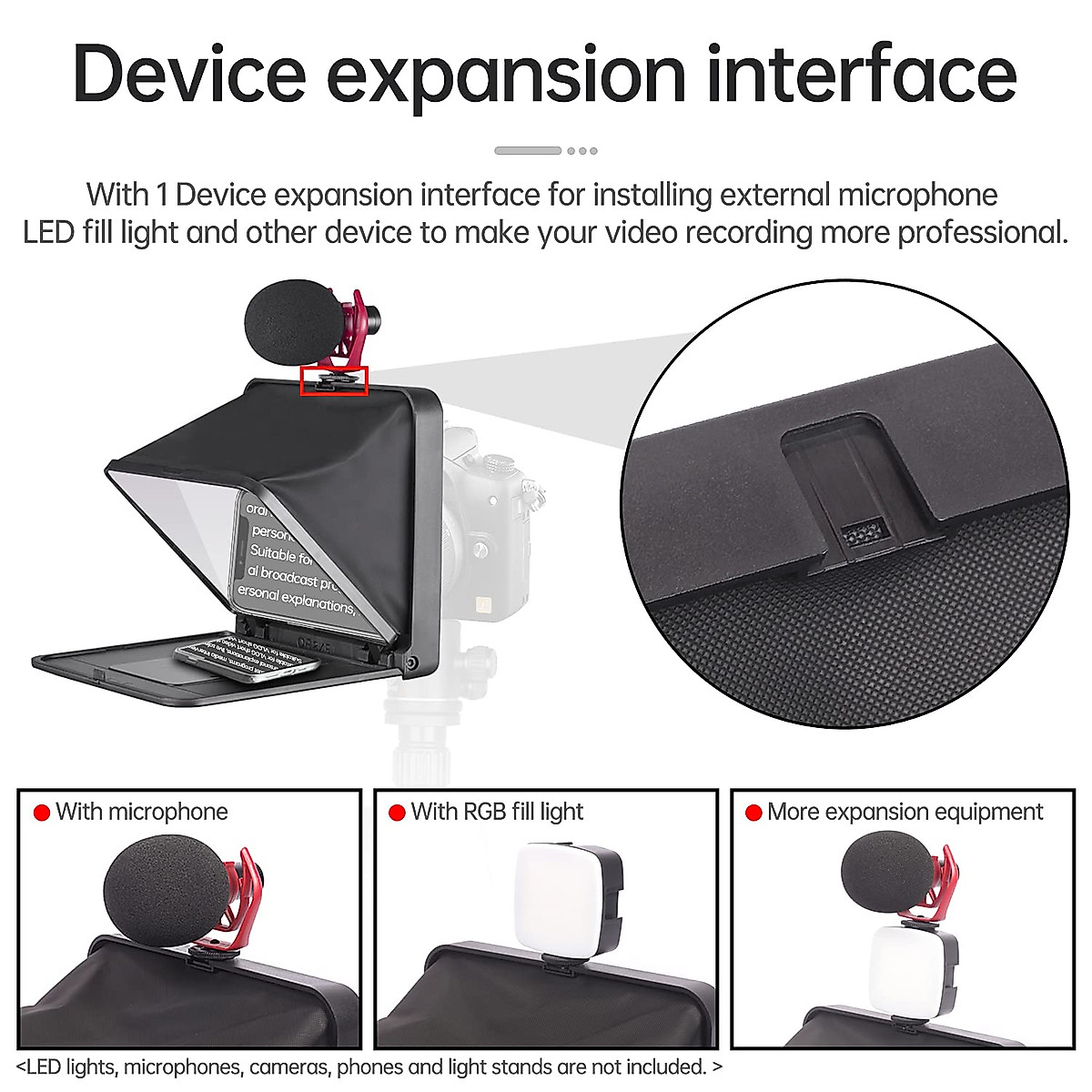 LENSGO TC7 8” Teleprompter for iPad Tablet Smartphone DSLR Camera, APP Compatible with iOS & Android System for Online Teaching Vlog Live Streaming Interview, Fold in One Sec-Black