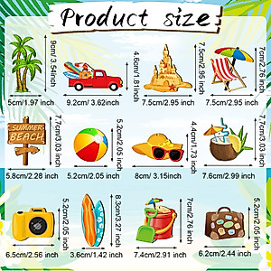 36 Pcs Summer Wood Hanging Ornaments Summer Ornaments for Tree Summer Tree Decorations Hawaiian Beach Wooden Pendant Decorations with String for Luau Party Supplies (Beach)