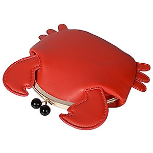 QZUnique Crab Shape Handbag Novelty Crossbody Bag Animal Shaped Purse Detachable Shoulder Bag Women's Satchel Red