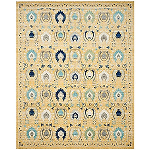 SAFAVIEH Evoke Collection 3' x 5' Gold / Ivory EVK251B Boho Non-Shedding Living Room Bedroom Accent Rug