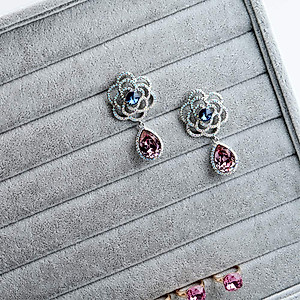 Oirlv Velvet 7 Slots Ring Earrings Studs Tray Showcase Display Jewelry Organizer