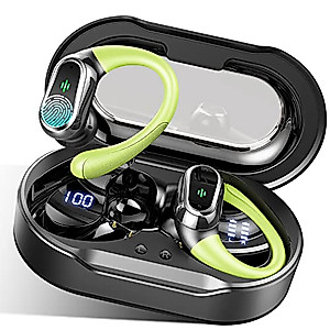 Wireless Earbuds Headphones Bluetooth 5.3, 50Hrs Playtime with LED Display, Over Ear Buds Noise Cancelling Mic, Stereo Bass Bluetooth Earbuds with Earhooks, IP7 Waterproof Earphones for Sports Workout