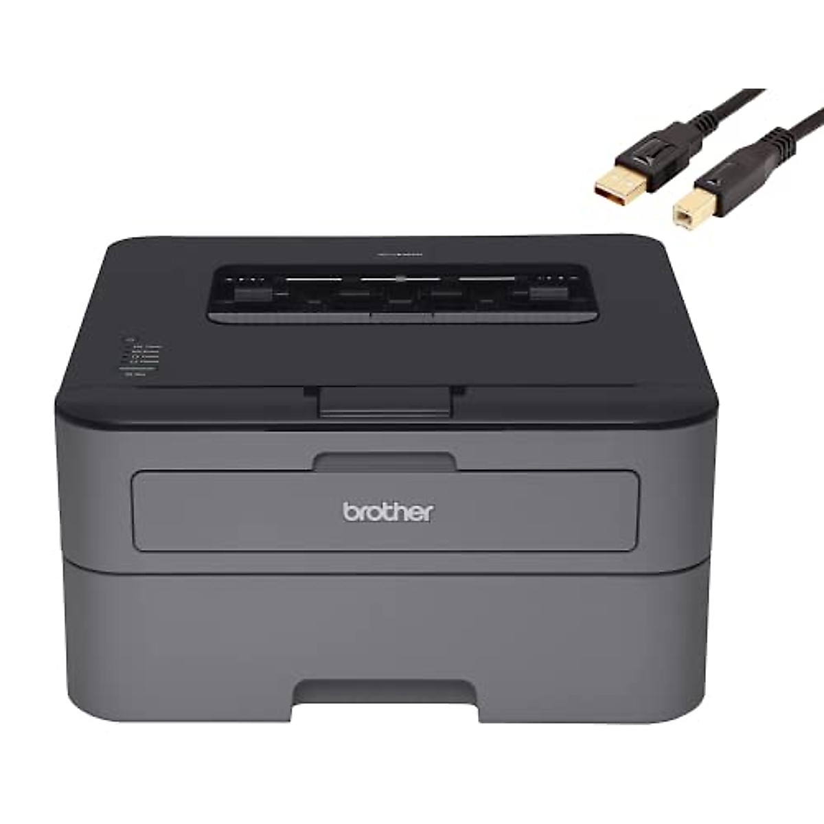 66 Brother Compact Monochrome Laser Printer 2300 Series, Black, Amazon Dash Replenishment Ready, 250-Sheet, Prints up to 27 ppm, Automatic Duplex Printing, Durlyfish USB Printer Cable