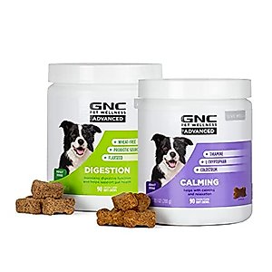 GNC for Pets Advanced Bundle of Nerves Dog Supplements - Dog Chew, Dog Calming Supplements, Digestion Supplements for Dogs - 90 Count Soft Chew Dog Supplements for Calming and Digestive Support