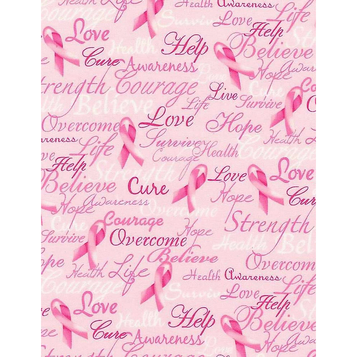 Timeless Treasures Ribbons of Hope, Pink