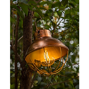 YAKii 2 Pack Solar Lantern Hanging Waterproof Outdoor Metal Solar Lamp with Warm White Light Decorate for Yard Garden Pathway Patio Porch Decor (Gold)