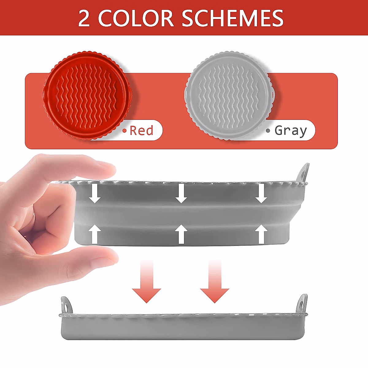 Air Fryer Silicone Liners Air Fryer Liners - 2 Pack Foldable Air Fryer Pot Reusable Air Fryer Baskets 8.5 Inches Round Air Fryer Accessories Replacement for Parchment Liner Paper…