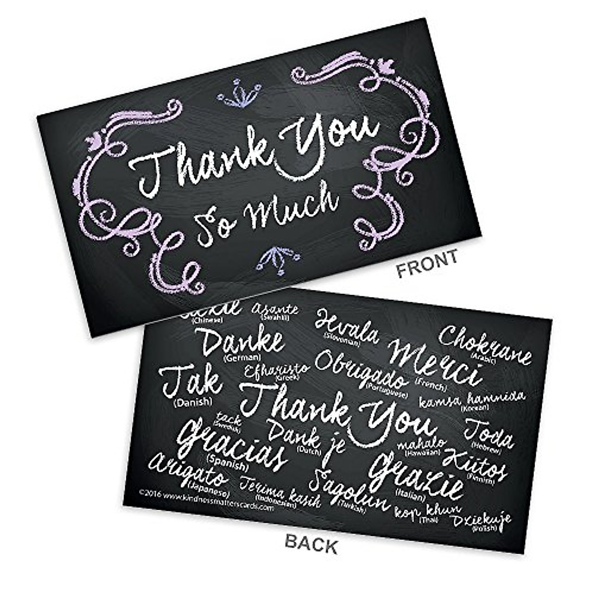 Chalkboard Colored Thank You Business Cards (3.5" x 2.0") with smooth satin finish - Box of 100 Cards