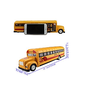 Fisca RC School Bus Remote Control Car Vehicles 6 Ch 2.4G Opening Doors Acceleration & Deceleration Toys with Simulated Sounds and LED Lights Rechargeable Electronic Hobby Truck for Kids
